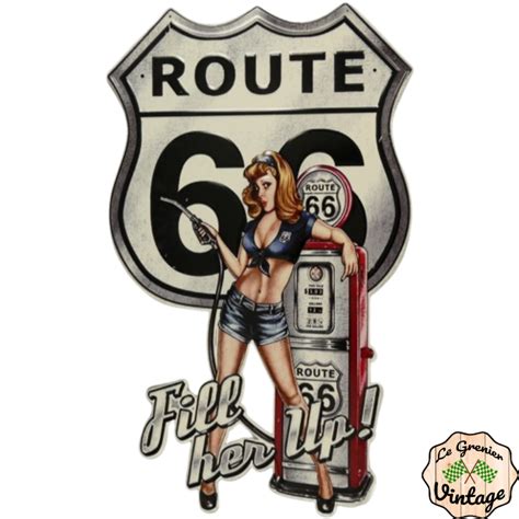 Plaque Métal Route 66 Pin Up Garage Atelier Les Plaques Publicitaires