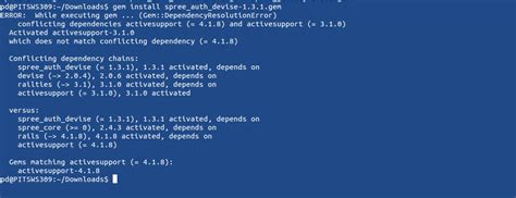 ruby on rails gem install spree auth devise shows dependancy