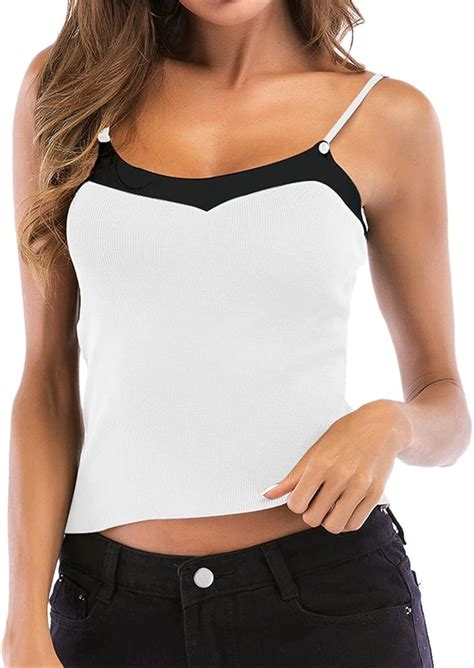 Fuzha Damen Top Neckholder Ärmellose Bluse Spaghetti Bügel Loose Cami