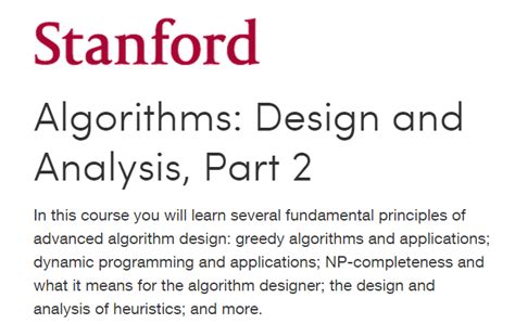 stanford online courses algorithms design and analysis