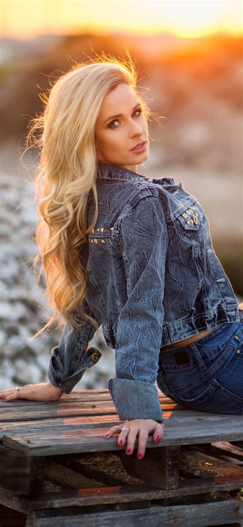 1242x2688 Lissy Katt Jean Jacket Sitting Outdoor Iphone Xs Max Hd 4k