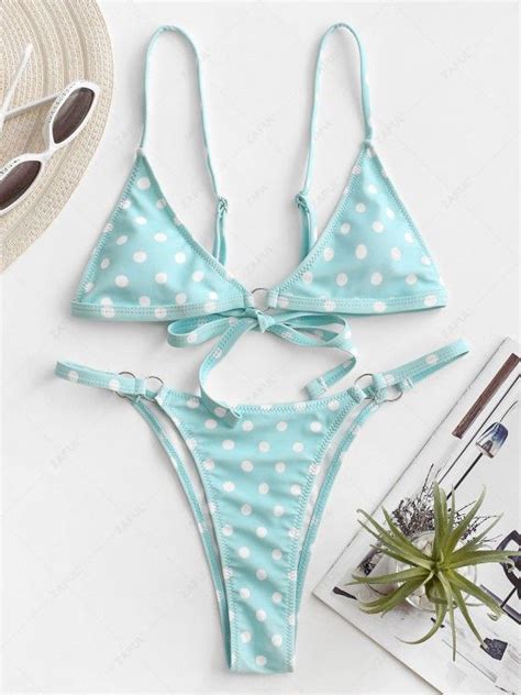[26 Off] 2021 Zaful Polka Dot O Ring String Bikini Swimsuit In Light