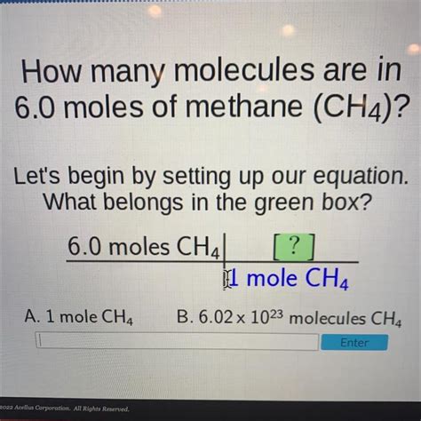 How Many Molecules Are In6 0 Moles Of Methane Ch4 Lets Begin By