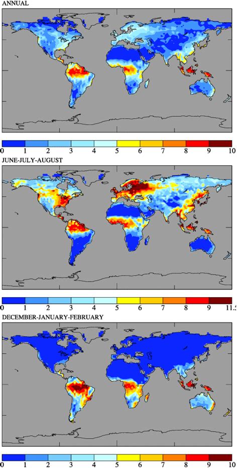 A Spatial Distribution Of Annual And Seasonal Average Modeled Gpp In G