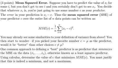 Solved 5 Points A Least Squares Predictor Let The List Of