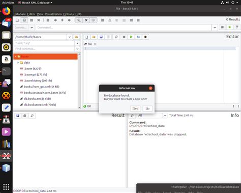 java no database found by basex gui yet it shows from