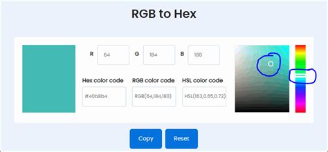rgb to hex color picker to get html color codes in hsl rgb or hex