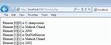 multidimensional array in php
