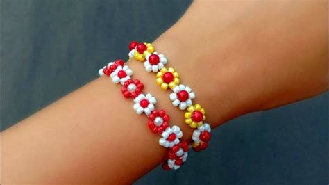 Very Cute Daisy Flower Bracelet Beaded Bracelet Making Useful And Easy