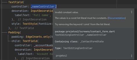 invalid constant value persistência com flutter crie um app com