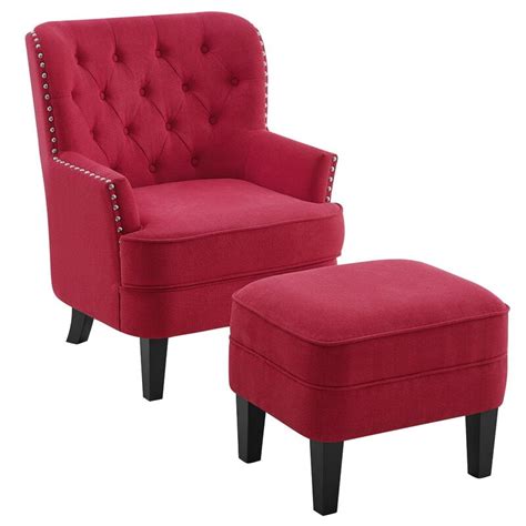 Alton Furniture Gustavo Club Chair With Ottoman Red Velvet
