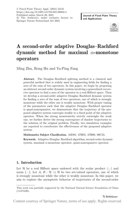 A Second Order Adaptive Douglas Rachford Dynamic Method For Maximal