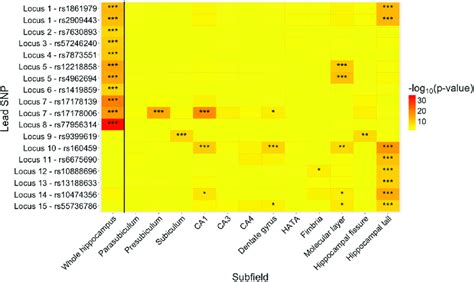 Heatmap Based On The Results From The Genome Wide Association Analyses