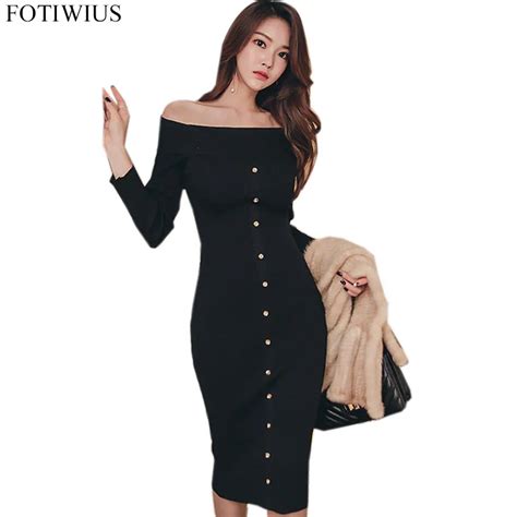 Buy Autumn Winter Knitted Sweater Dress Women Sexy Off