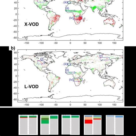 Maps Of Vegetation Density Wetness Gain Green And Loss Red At