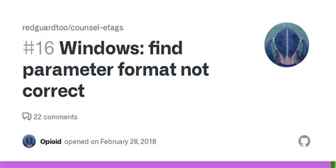 windows find parameter format not correct · issue 16 · redguardtoo