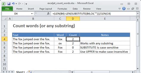 count specific words in a cell excel formula exceljet