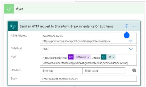 power automate break inheritance remove and set list item level