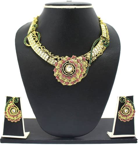 Zaveri Pearls Zinc Pink Green White Jewellery Set Price In India