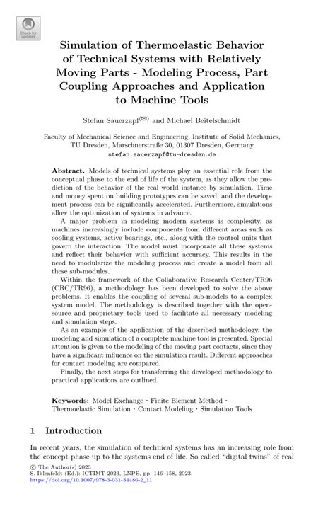 Pdf Simulation Of Thermoelastic Behavior Of Technical Systems With