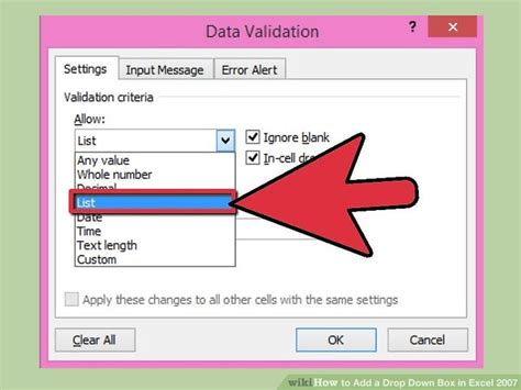 how to add a drop down box in excel 2007 11 steps with
