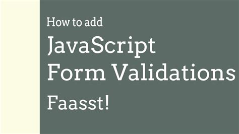Javascript Form Validation Tutorial Youtube