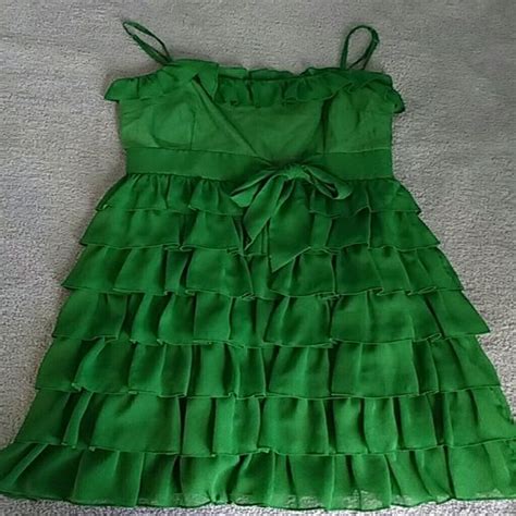 Green Juicy Couture Ruffle Silk Dress Sz 10 Ruffled Silk Dress