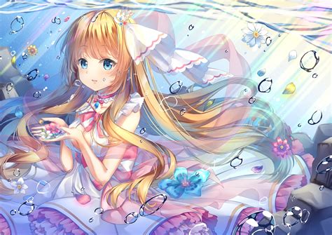 Blonde Hair Blue Eyes Breasts Cleavage Dress Long Hair Original