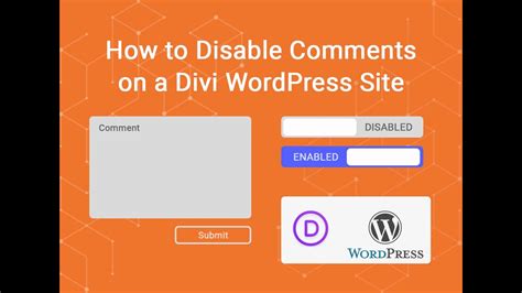 how to disable comments on a divi wordpress site youtube