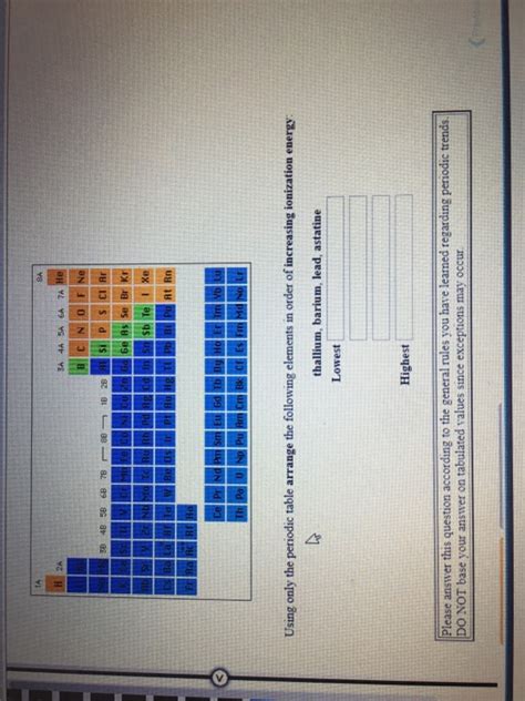 Solved Using Only The Periodic Table Arrange The Following