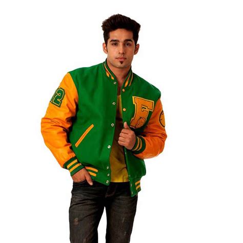 Kelly Green Light Gold Varsity Jacket Varsity Letterman Jackets