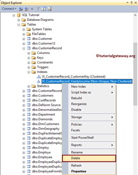 non clustered index in sql server