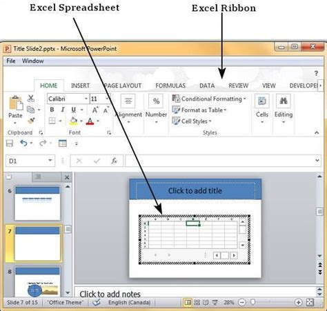 how to insert editable excel table into powerpoint