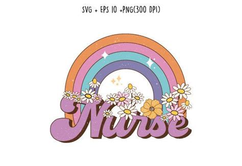 Nurse Rainbow Flower Svg Design Graphic By Laboni Akter · Creative Fabrica