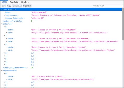 setup api for geeksforgeeks user data using webscraping