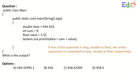 what is the output of the java code data type conversion youtube