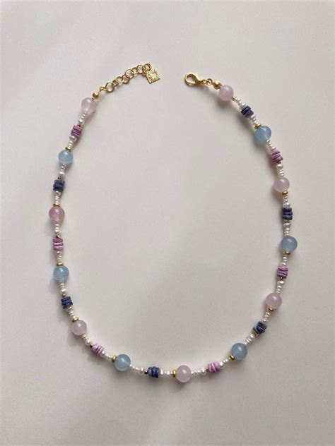 Pearl Necklace Chain Jewelry Freshwater Pearls And Gemstone Etsy