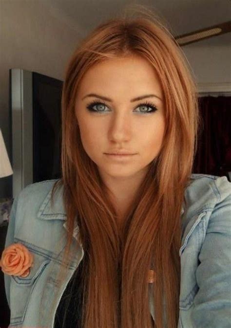 Auburn Hair Color Denim Jacket And Makeup Blue Eyes Redhair Light