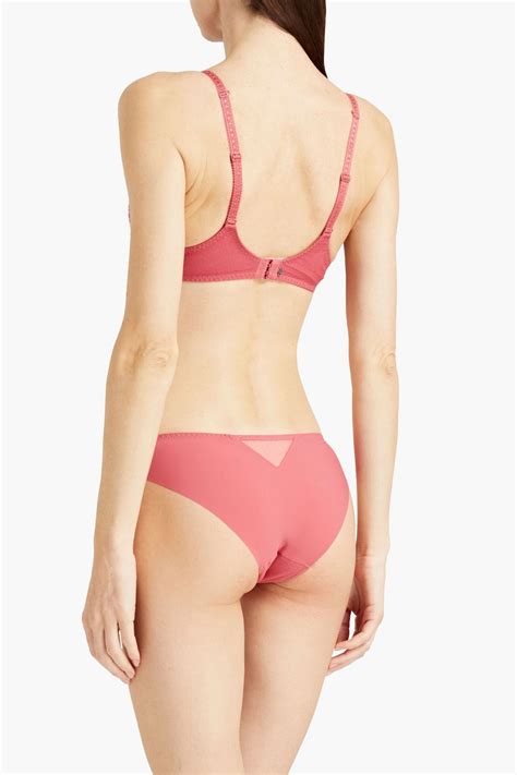 Simone PÉrÈle Embroidered Tulle Trimmed Jersey Underwired Bra The Outnet