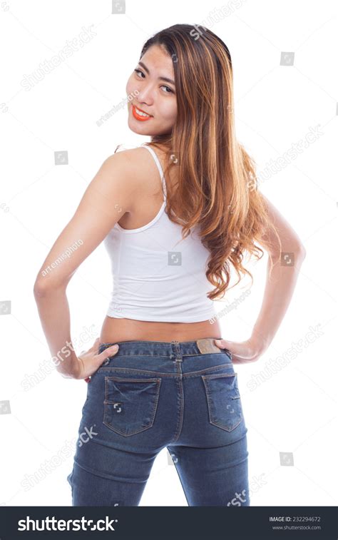 Young Asian Woman Jeans On White库存照片232294672 Shutterstock