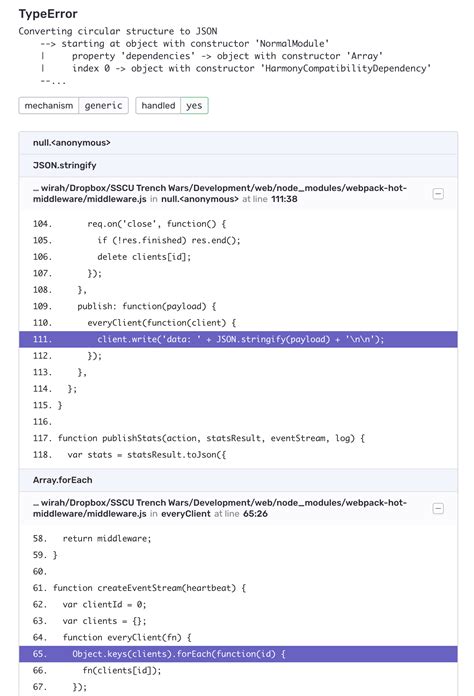 converting circular structure to json