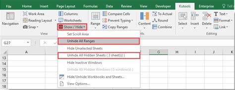 how to show or hide horizontal and vertical scroll bar in microsoft excel