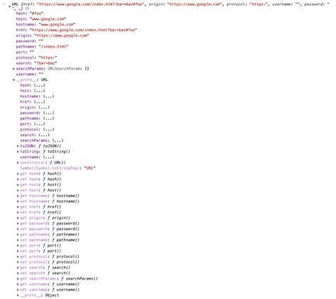 w3c iterate over javascript url object s properties stack overflow