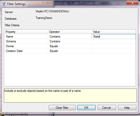 object filtering using ssms object explorer data platform central