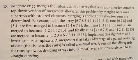 solved 13 mergesort merges the subarrays of an array that