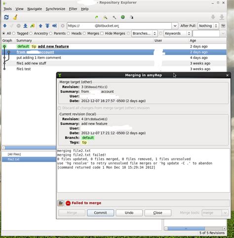 how to merge in mercurial by tortoisehg stack overflow