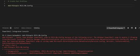 cannot load windows powershell snap in miis ma config on