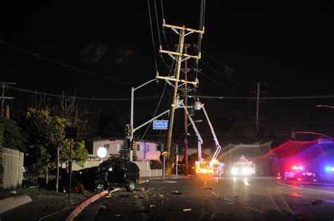 Driver Suspected Of Dui Takes Down Power Pole Orange County Register