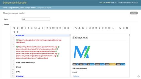 implementation of beautiful django markdown rich text app
