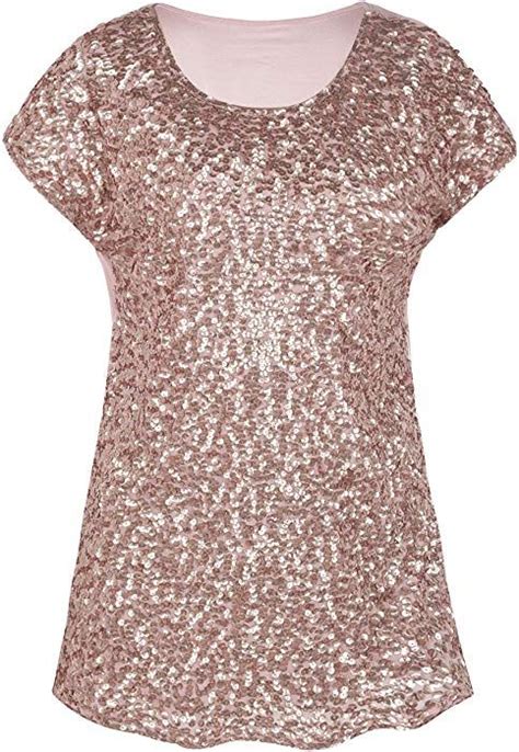 Prettyguide Womens Sequin Top Shimmer Glitter Loose Bat Sleeve Party